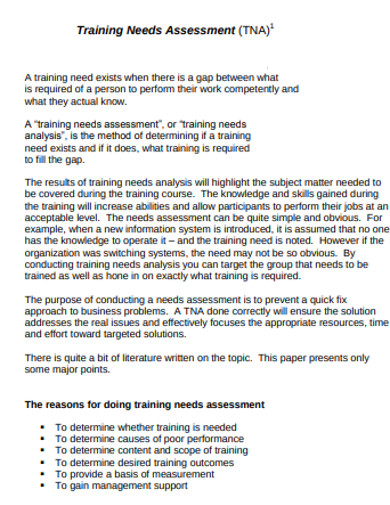 Training Needs Assessment - 11+ Examples, Format, Pdf | Examples