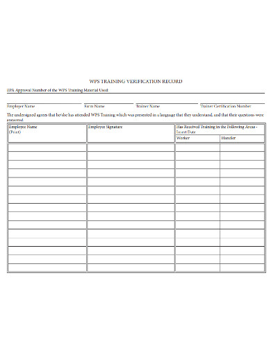Training Record - 17+ Examples, Format, Pdf | Examples