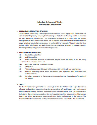 Construction Scope of Work - 11+ Examples, Format, Pdf | Examples