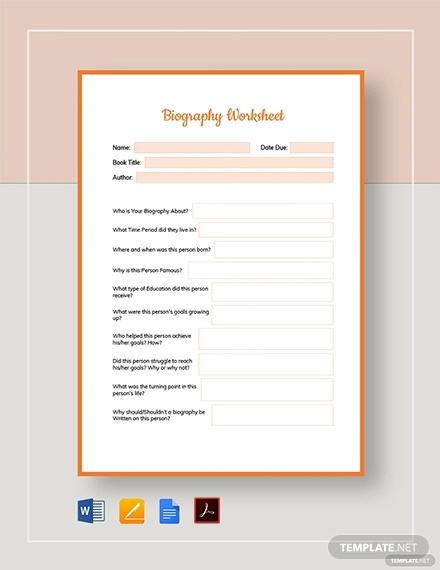 Biography Worksheet Examples 8 PDF Examples