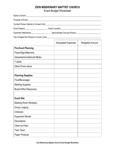 Church Budget Worksheet - 10+ Examples, Format, Pdf | Examples