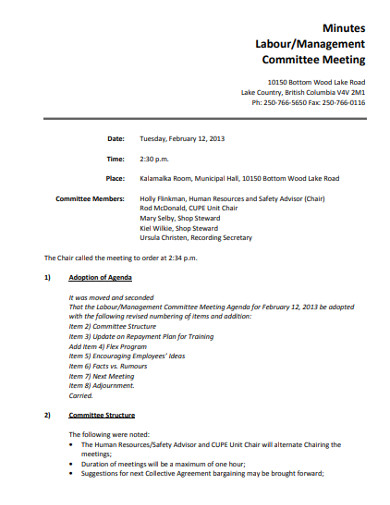 Management Meeting Minutes - 25+ Examples, Format, Pdf | Examples