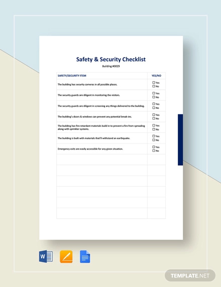 Safety and Security Checklist - 11+ Examples, Format, Pdf | Examples