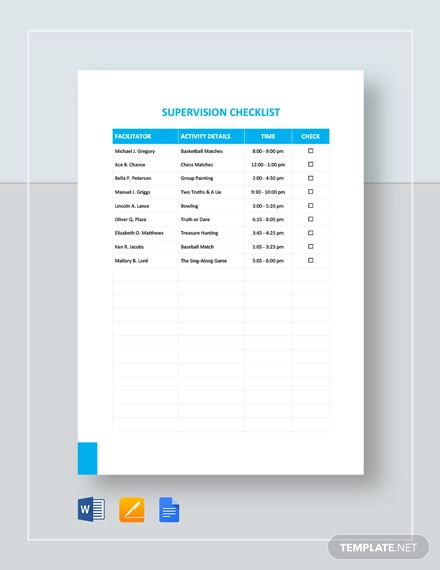 Supervision Checklist - 10+ Examples, Format, Pdf | Examples