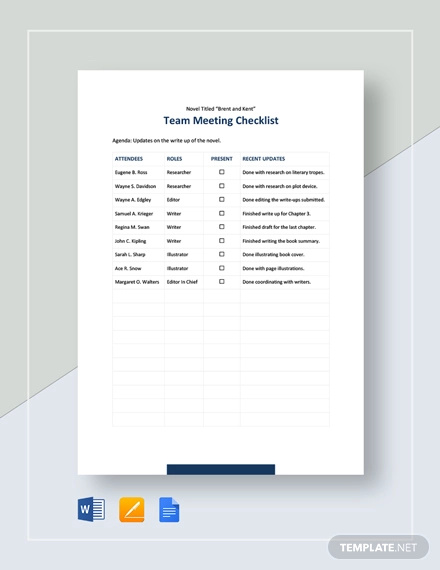 Team Meeting Checklist - 13+ Examples, Format, Pdf | Examples