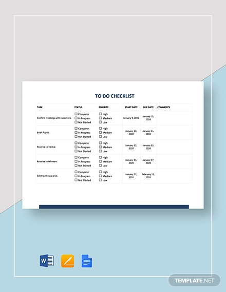 To Do Checklist - 12+ Examples, Format, Pdf | Examples
