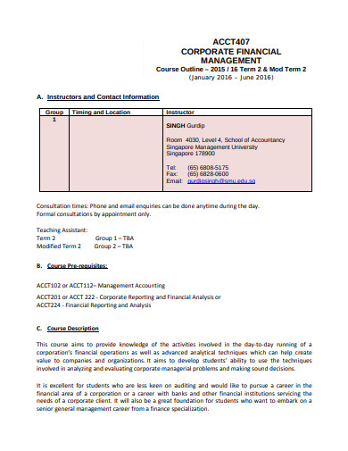 Corporate Financial Management - 9+ Examples, Format, Pdf