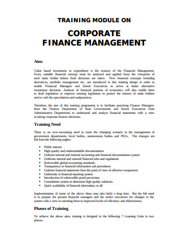 Corporate Financial Management - 9+ Examples, Format, Pdf
