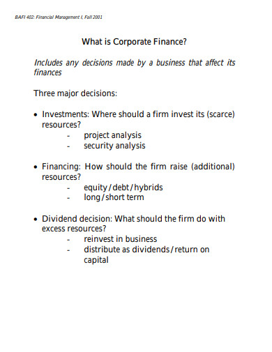 Corporate Financial Management - 9+ Examples, Format, Pdf