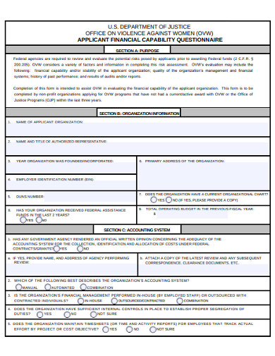 Financial Questionnaire - 10+ Examples, Format, Pdf | Examples