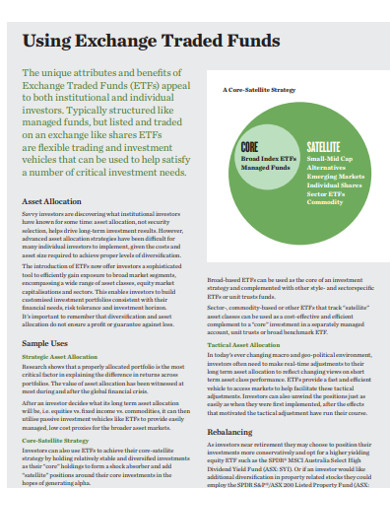 Exchange Traded Fund - 10+ Examples, Format, PDF