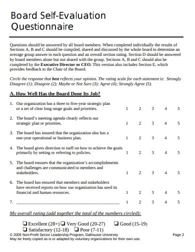 Self Evaluation Questionnaire - 10+ Examples, Format, Pdf | Examples