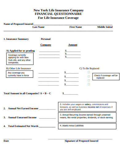 Financial Questionnaire - 10+ Examples, Format, Pdf | Examples
