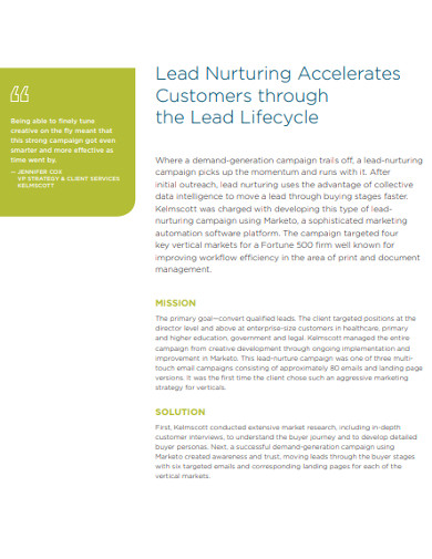 Lead Nurturing - 9+ Examples, Format, PDF