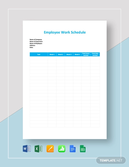 Employee Work Schedule 10 Examples Format Pdf Examples