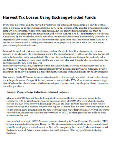 Exchange Traded Fund - 10+ Examples, Format, PDF