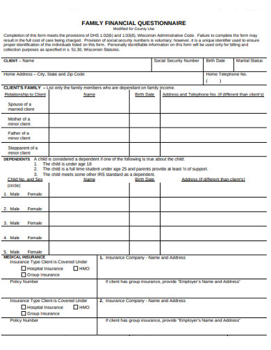 Financial Questionnaire - 10+ Examples, Format, Pdf | Examples