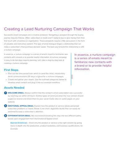 Lead Nurturing - 9+ Examples, Format, PDF