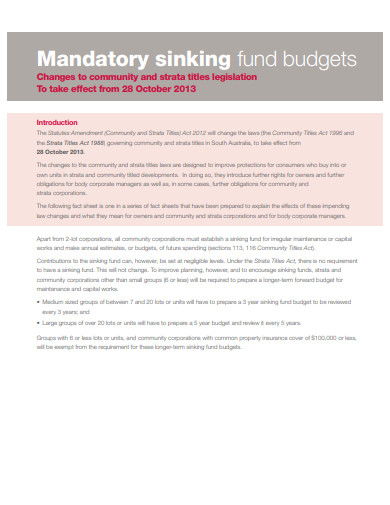 Sinking Funds - 10+ Examples, Format, Pdf