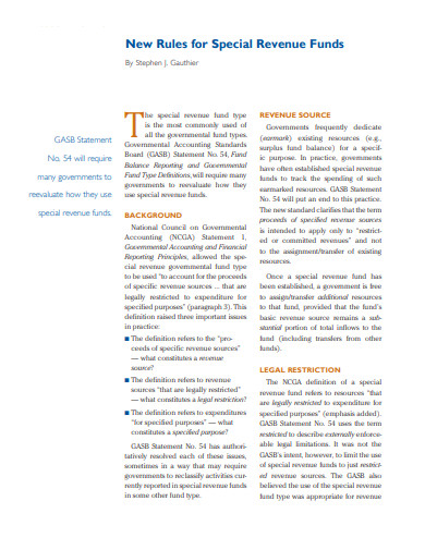Special Revenue Funds - 10+ Examples, Format, Pdf