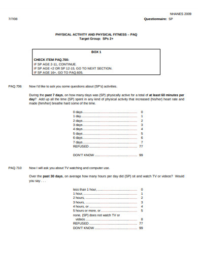 Fitness Survey Questionnaire - 2+ Examples, Format, Pdf | Examples