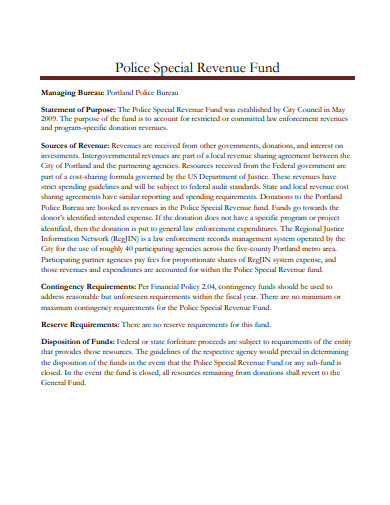 Special Revenue Funds - 10+ Examples, Format, Pdf