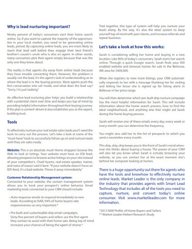 Lead Nurturing - 9+ Examples, Format, PDF