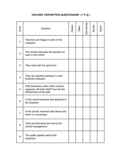 Teacher Appreciation Questionnaire - Examples, Format, Pdf