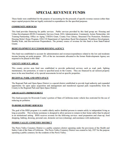 Special Revenue Funds - 10+ Examples, Format, Pdf