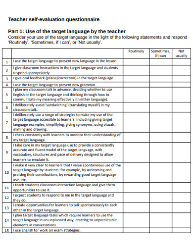 Self Evaluation Questionnaire - 10+ Examples, Format, Pdf | Examples