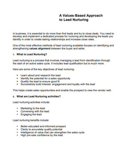 Lead Nurturing - 9+ Examples, Format, PDF
