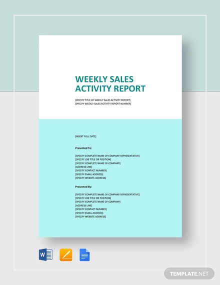 Weekly Sales Activity Report Examples 9 PDF Excel Examples