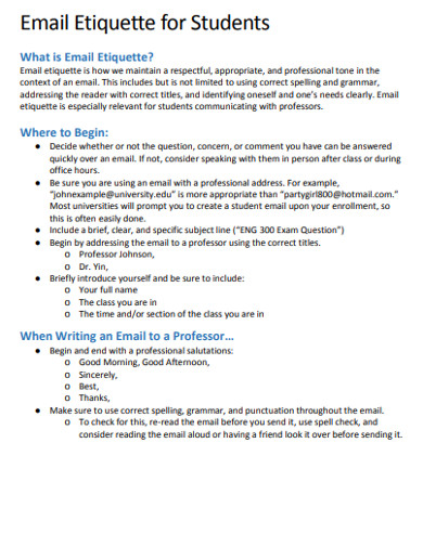 Email Etiquette - 10+ Examples, Format, Pdf | Examples