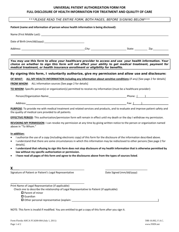 Medical Release Form - 10+ Examples, Format, Sample | Examples