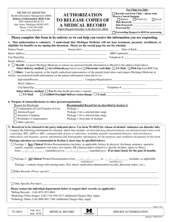 Medical Release Form - 10+ Examples, Format, Sample | Examples