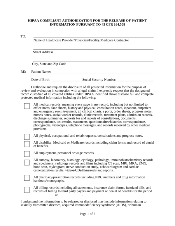 Medical Release Form - 10+ Examples, Format, Sample | Examples