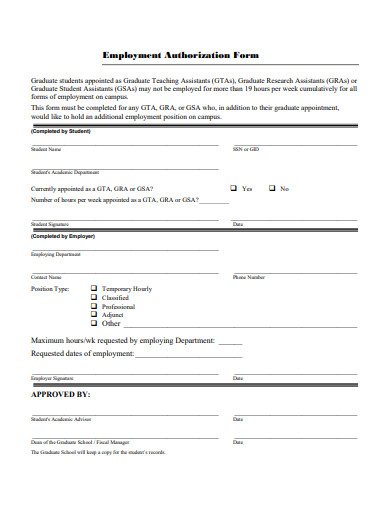 11+ Employment Authorization Form Examples in PDF | MS Word | Examples