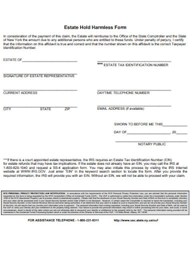 Hold Harmless Form - 10+ Examples, Format, Sample | Examples