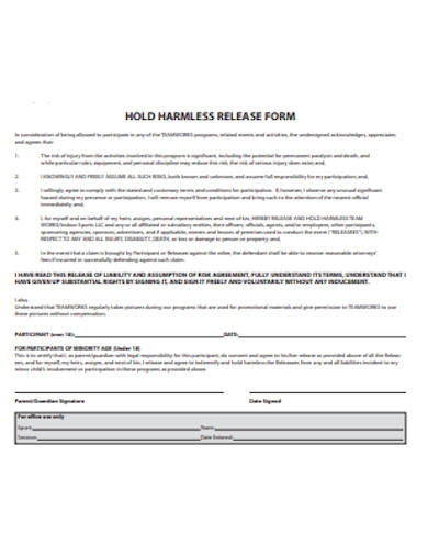 Hold Harmless Form - 10+ Examples, Format, Sample | Examples