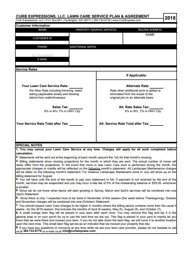 Lawn Care Agreement - 10+ Examples, Format, Pdf | Examples
