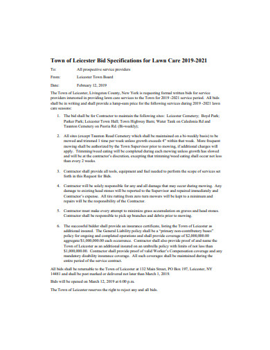 Lawn Care Bid 11 Examples Format Pdf Examples