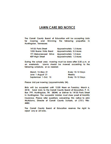 Lawn Care Bid 11 Examples Format Pdf Examples