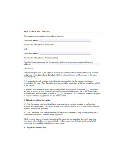 Lawn Care Service Contract - 5+ Examples, Format, How To Create, Pdf