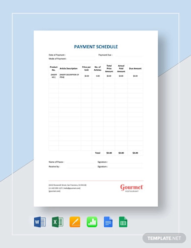 Payment Schedule - 18+ Examples, Format, Pdf | Examples