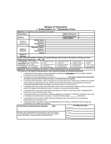 Release of Authorization Form - 5+ Examples, Format, PDF