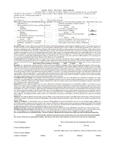 Lawn Care Agreement - 10+ Examples, Format, Pdf | Examples
