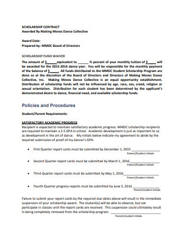Scholarship Contract - 11+ Examples, Format, Pdf | Examples