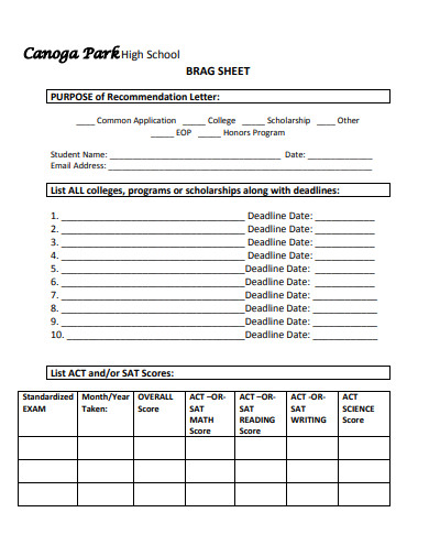 Scholarship Brag Sheet - 4+ Examples, Format, Pdf