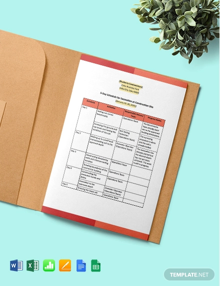 Construction Schedule Examples - 38+ in PDF | Excel | MS Word | Numbers ...