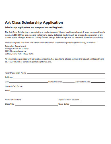 Art Scholarship Application Form Examples - 11+ in PDF | MS Word | Examples
